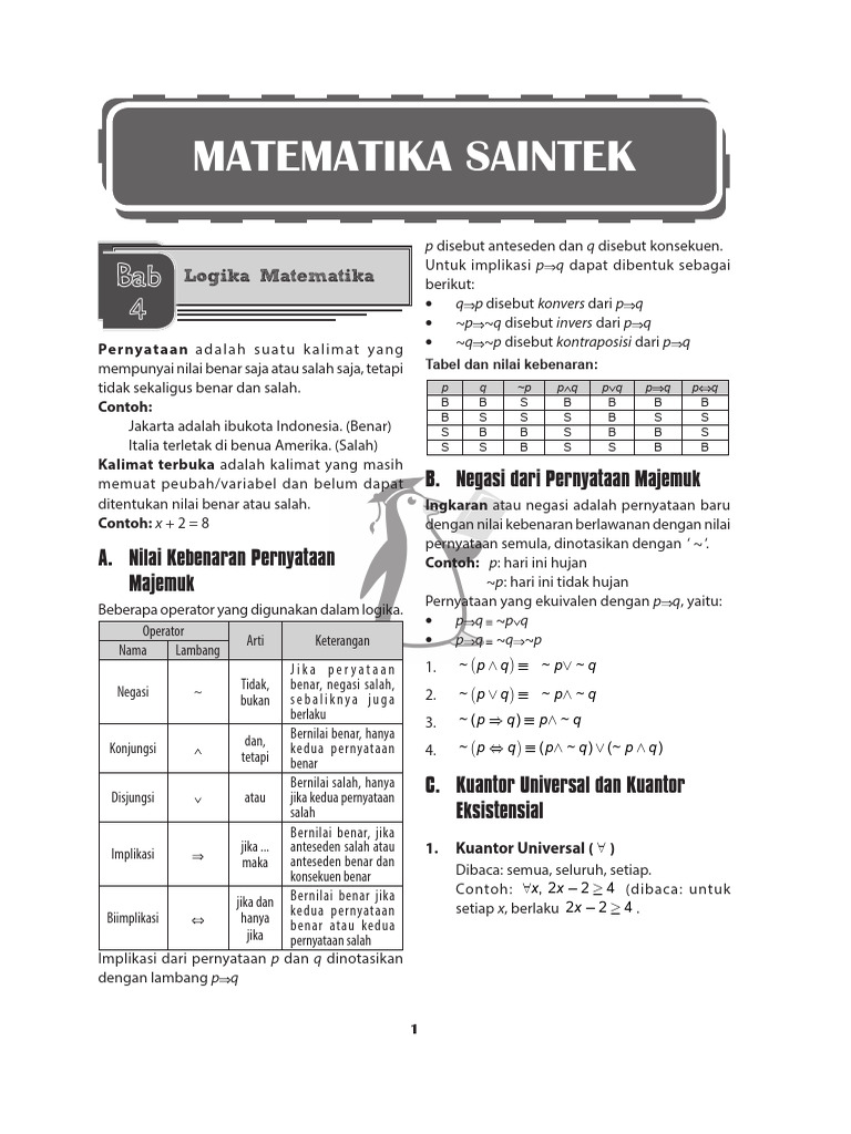 Materi Matematika Bab 4 Logika Matematika | PDF