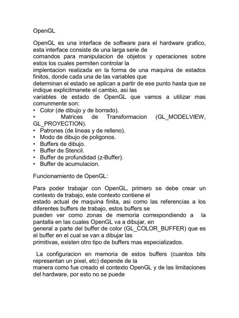 Funciones De Opengl Pdf Matriz Matemáticas Almacenador