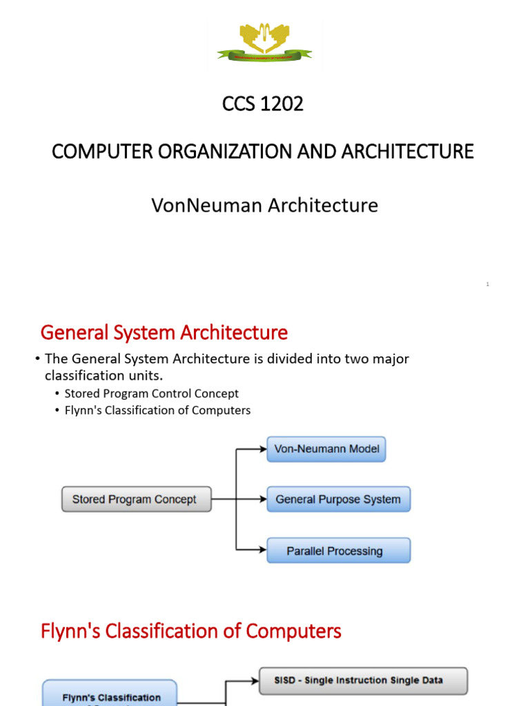 Ccs 1202 Lecture 3 Vonneuman Architecture Pdf Computer Data Storage Random Access Memory