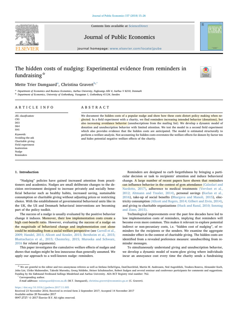 139 - The Hidden Costs of Nudging | PDF | Experiment