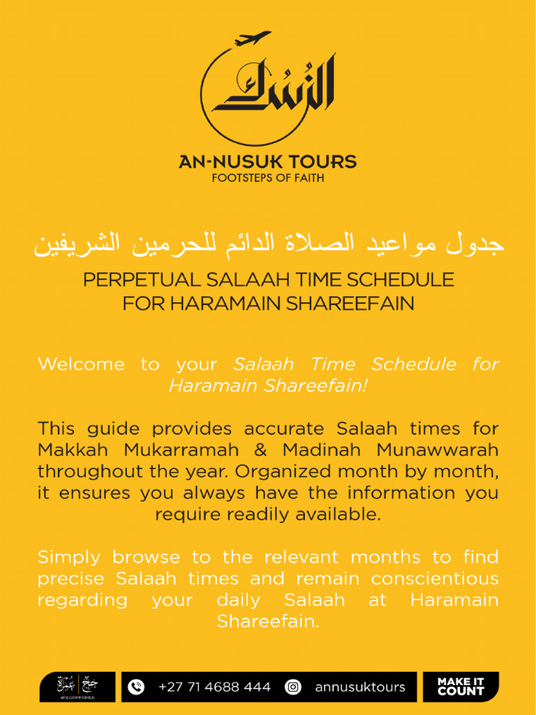 Perpetual Salaah Time Schedule For Haramain Shareefain-1 | PDF ...