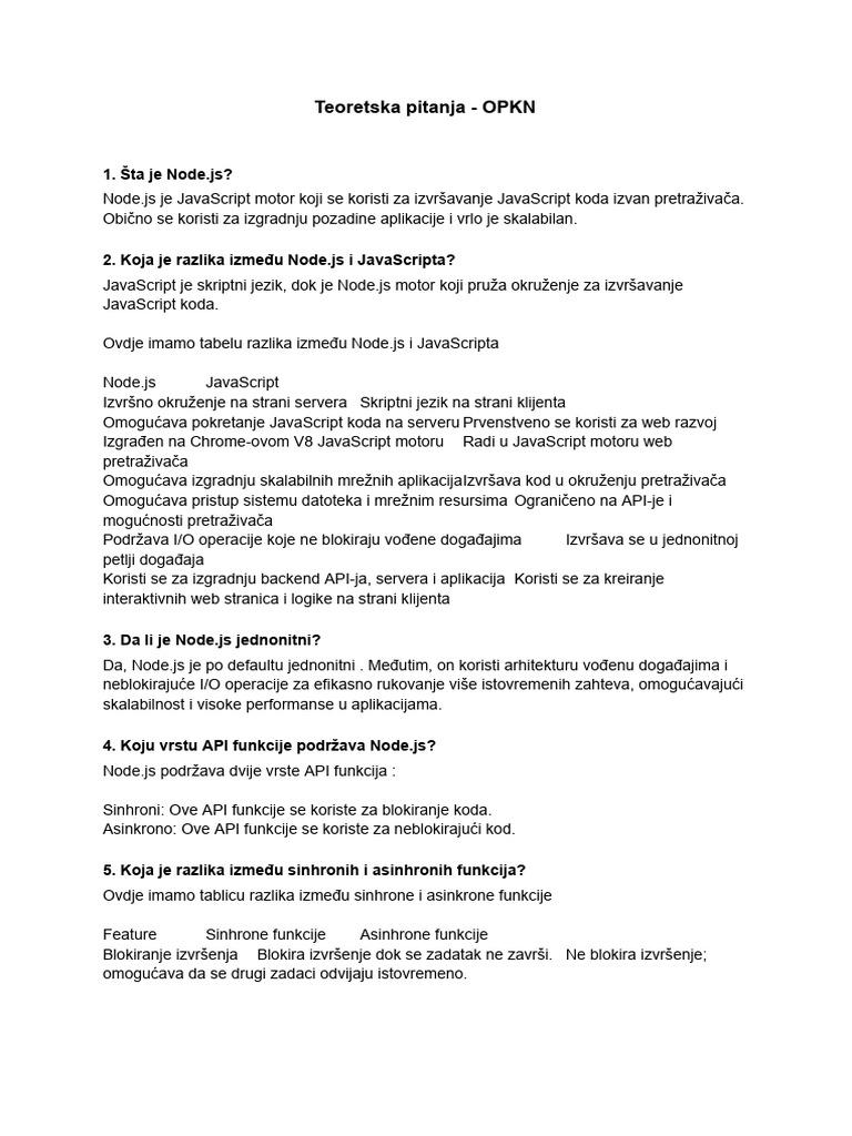 Teoretska pitanja | PDF