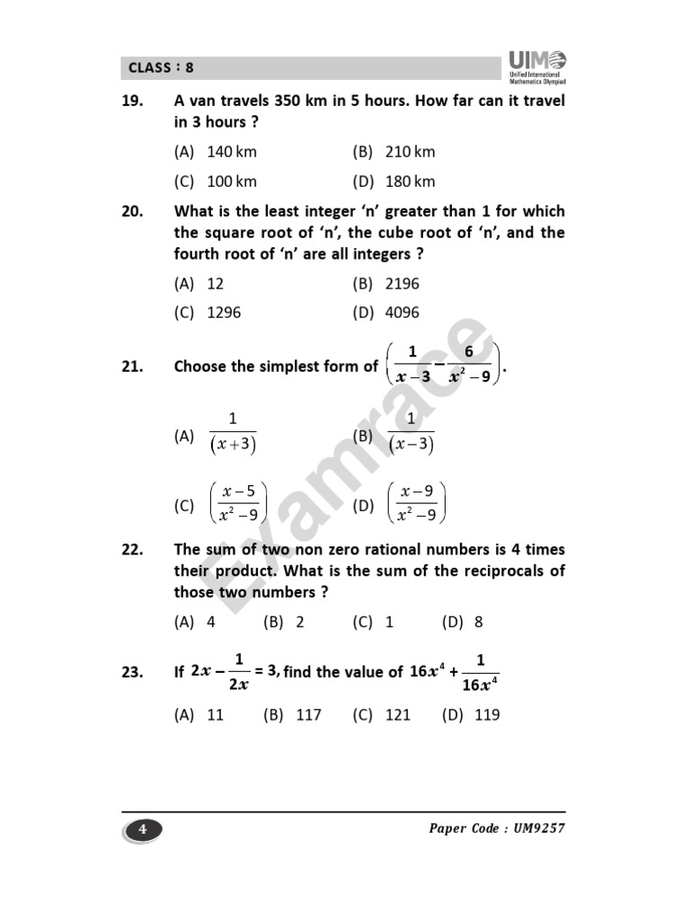 Math Quiz for 8th Graders | PDF