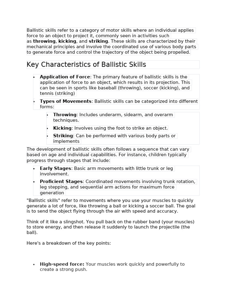 Ballistic Skills Refer To A Category of Motor Skills Where An ...