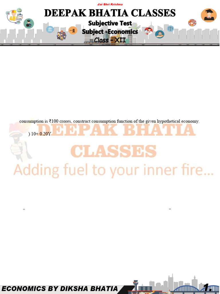 XII Eco Subjective Paper (1) SET-A | PDF | Keynesian Economics | Consumption (Economics)