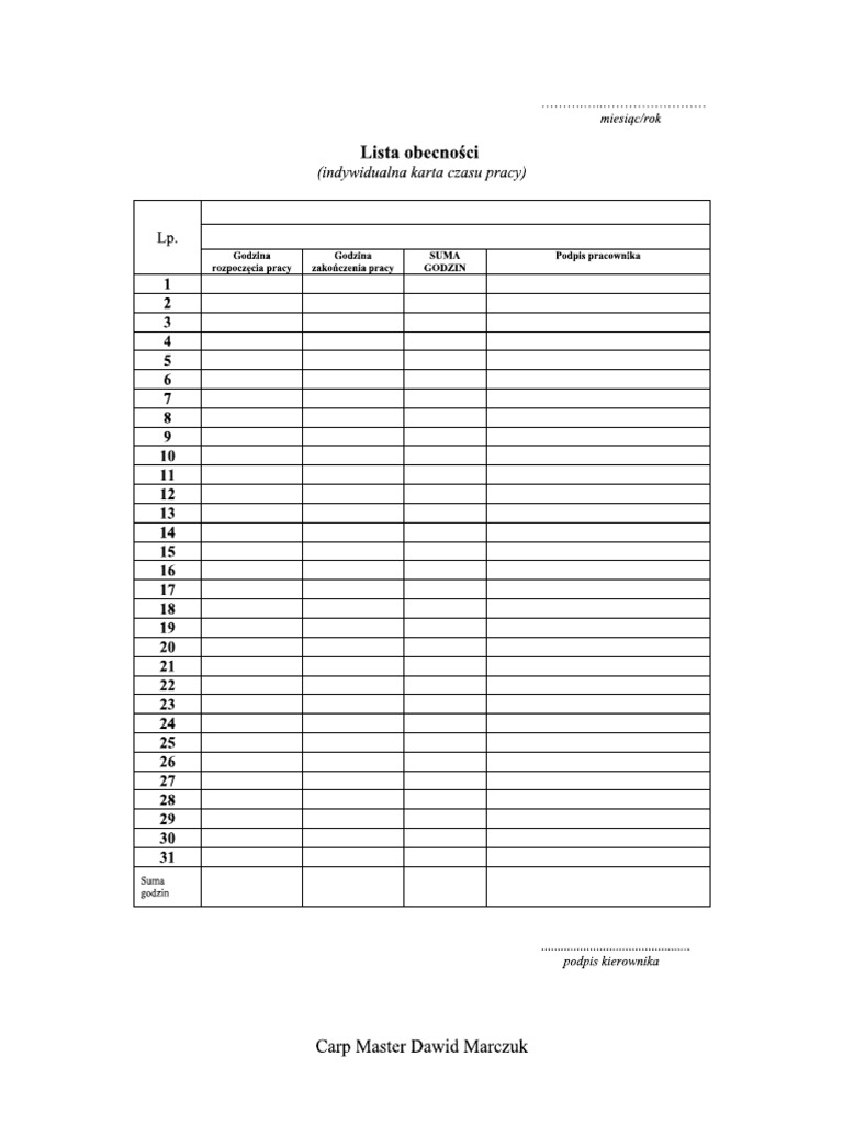 Lista Obecności | PDF