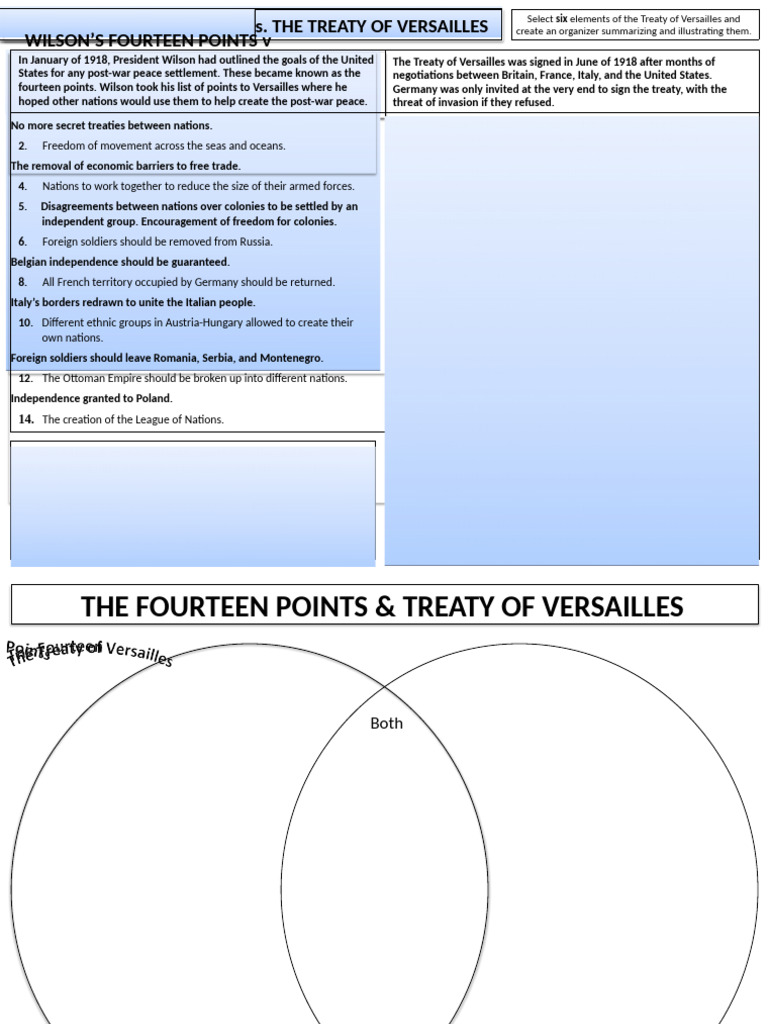 14 Points & Treaty of Versailles - Homework | PDF | Treaty Of ...