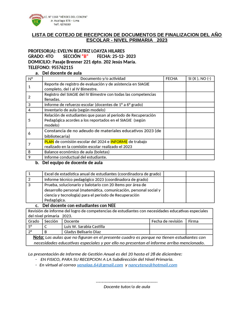 DE FINALIZACION AÑO ESCOLAR MMMMMMMMM | PDF | Maestros | Enseñando