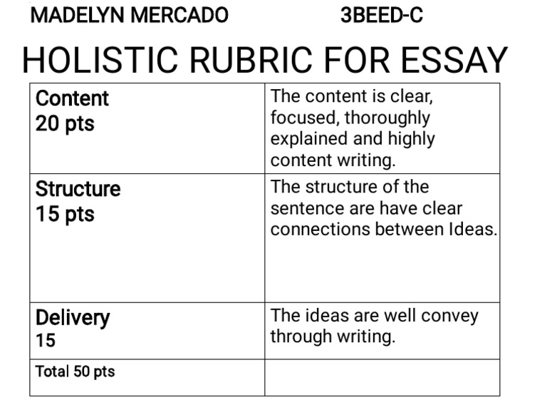 Holistic Rubric | PDF