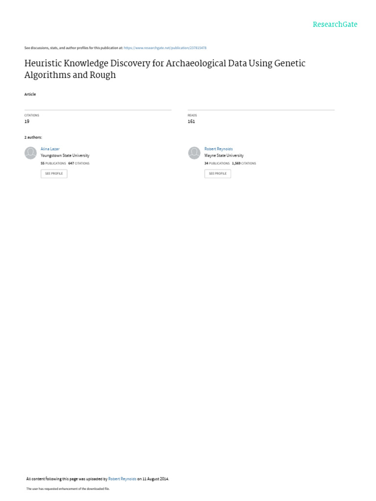 Heuristic Knowledge Discovery For Archaeological D | PDF | Evolution | Mathematical Optimization