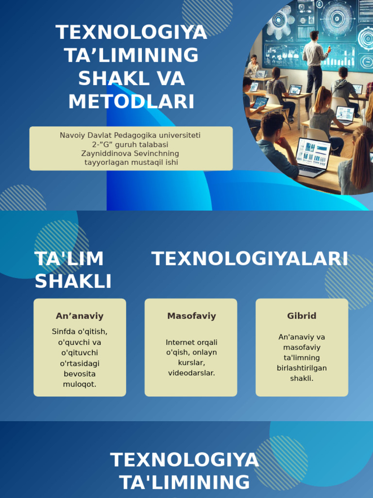 Texnologiya Ta Limining Shakl Va Metodlari | PDF