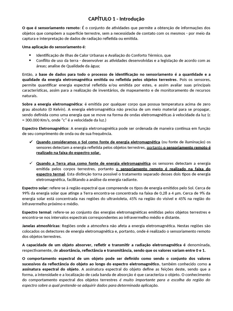 Introdução ao Sensoriamento Remoto | PDF | Radiação eletromagnética ...