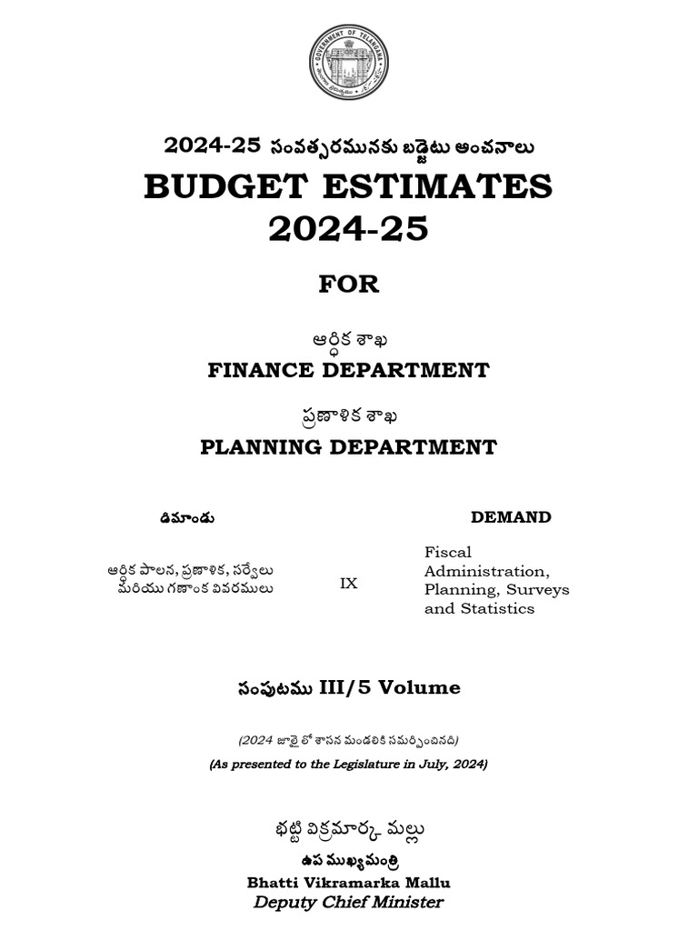 2024-25 Budget Estimates Overview | PDF | Government Finances | Economies