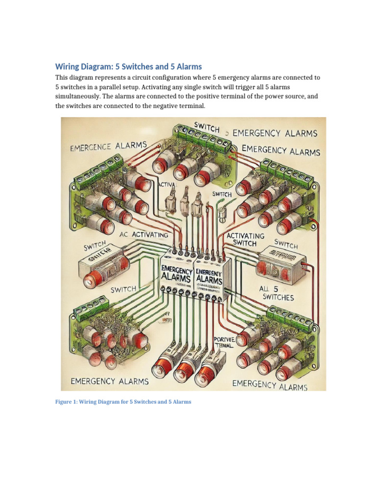 Wiring Diagram 5 Switches 5 Alarms | PDF