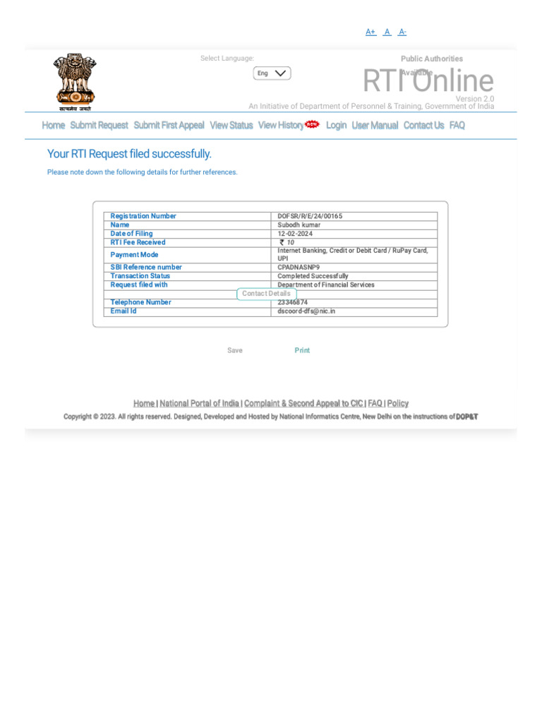 RTI Online - Online RTI Information System | PDF | Service Industries | Payments