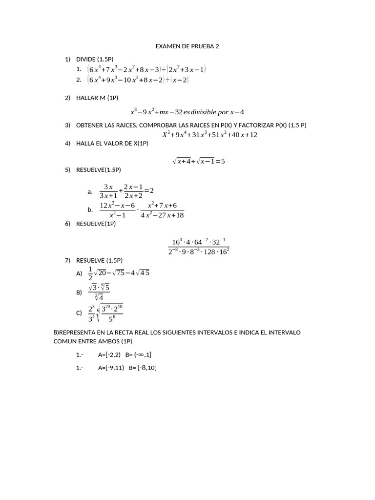 Examen de Prueba 2 | PDF