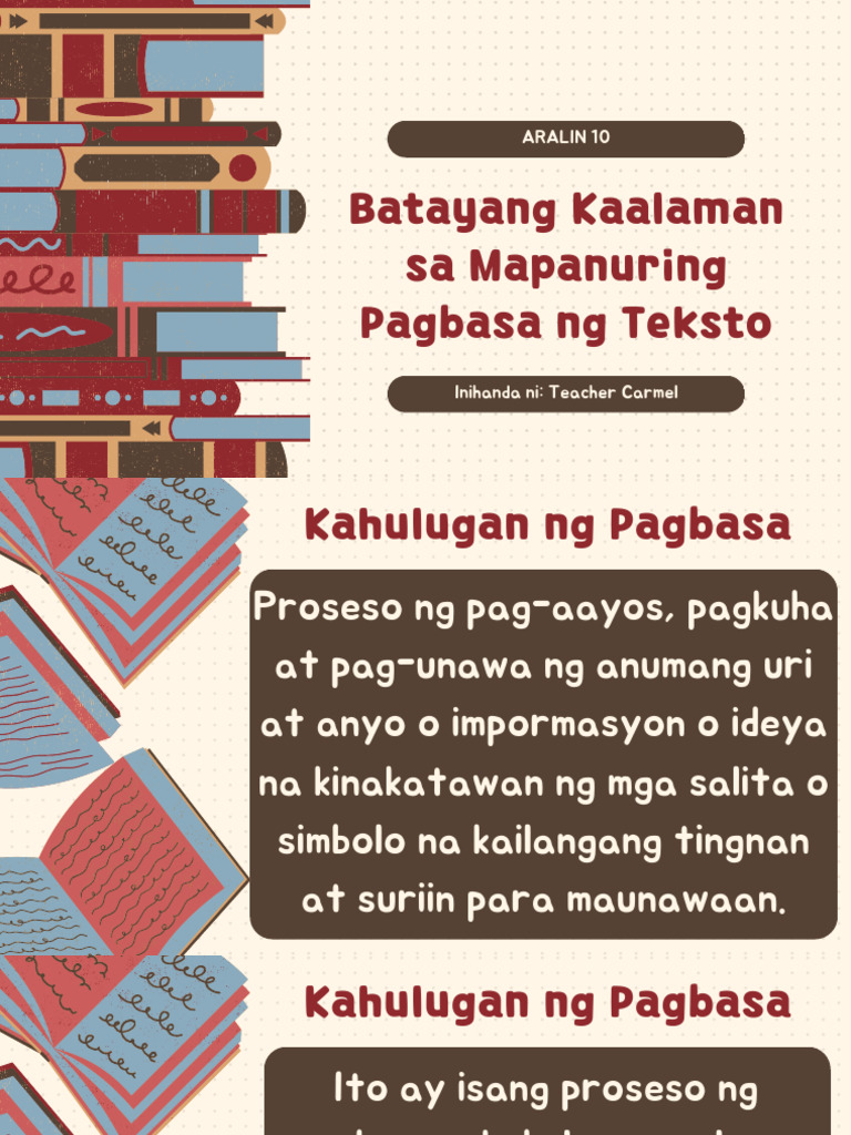 Q3 Aralin 10. Batayang Kaalaman Sa Mapanuring Pagbasa NG Teksto | PDF