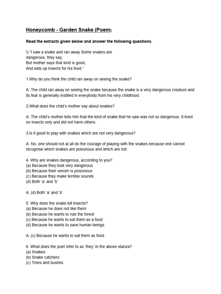 Garden Snake (Poem) | PDF | Snake