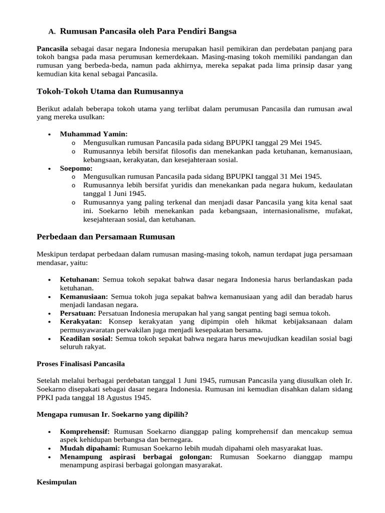 Rumusan Pancasila oleh Para Pendiri Bangsa | PDF
