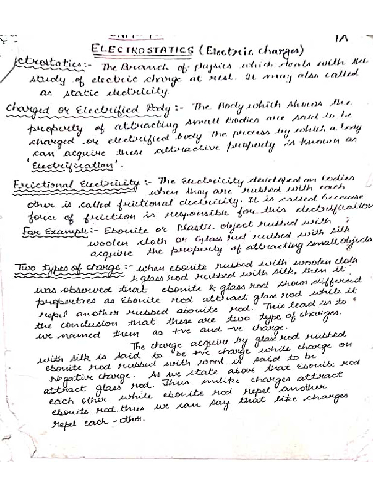 Unit 1 Electrostatics Physics XII | PDF