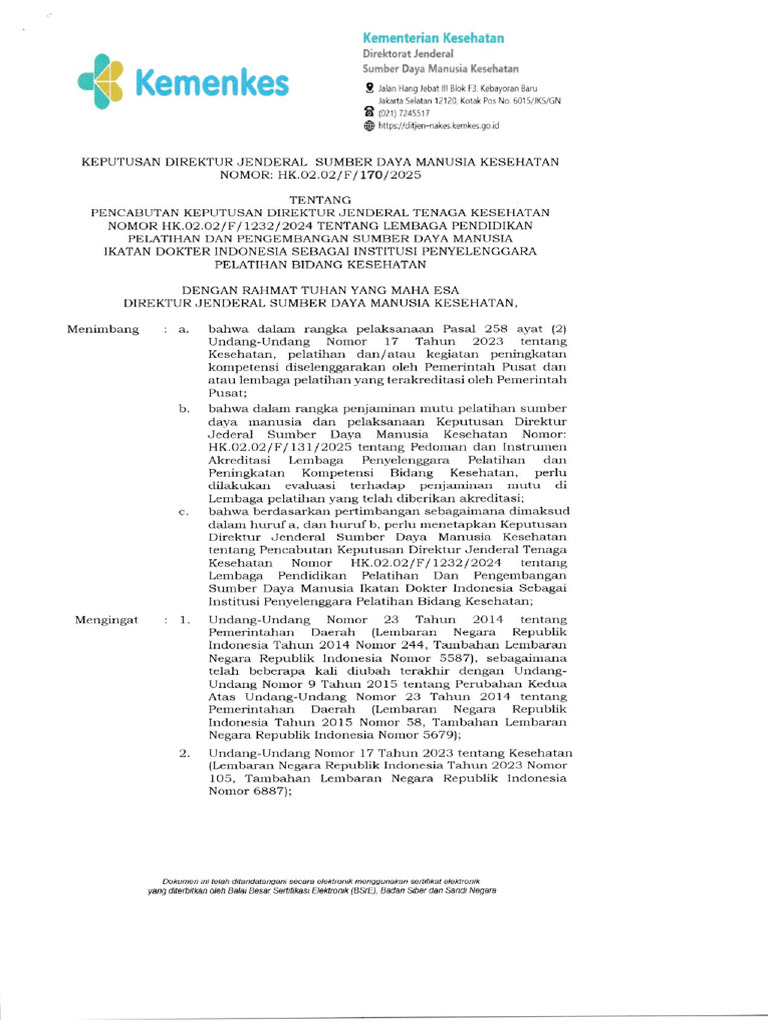 Surat KEMENKES LP3S IDI | PDF