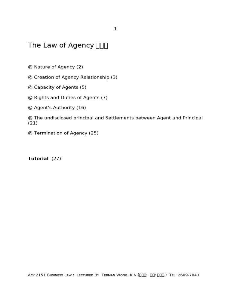Understanding Agency Law Principles | PDF | Law Of Agency | Indemnity