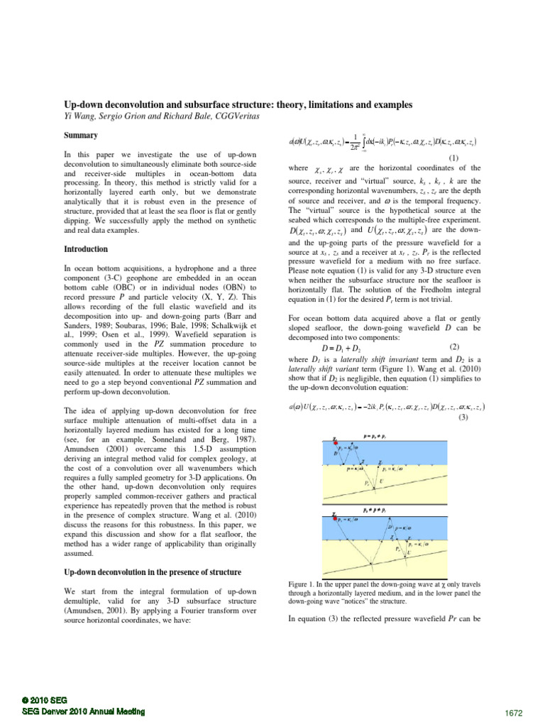 Up Down Deconvolution and Subsurface STR | PDF | Waves