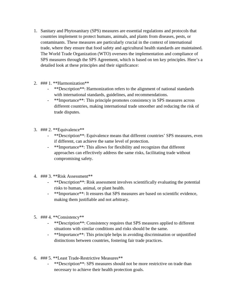 WTO SPS Measures in Trade | PDF