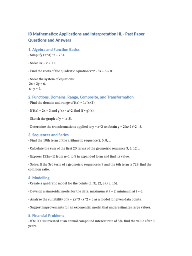 IB Math AI HL Past Paper Solutions | PDF