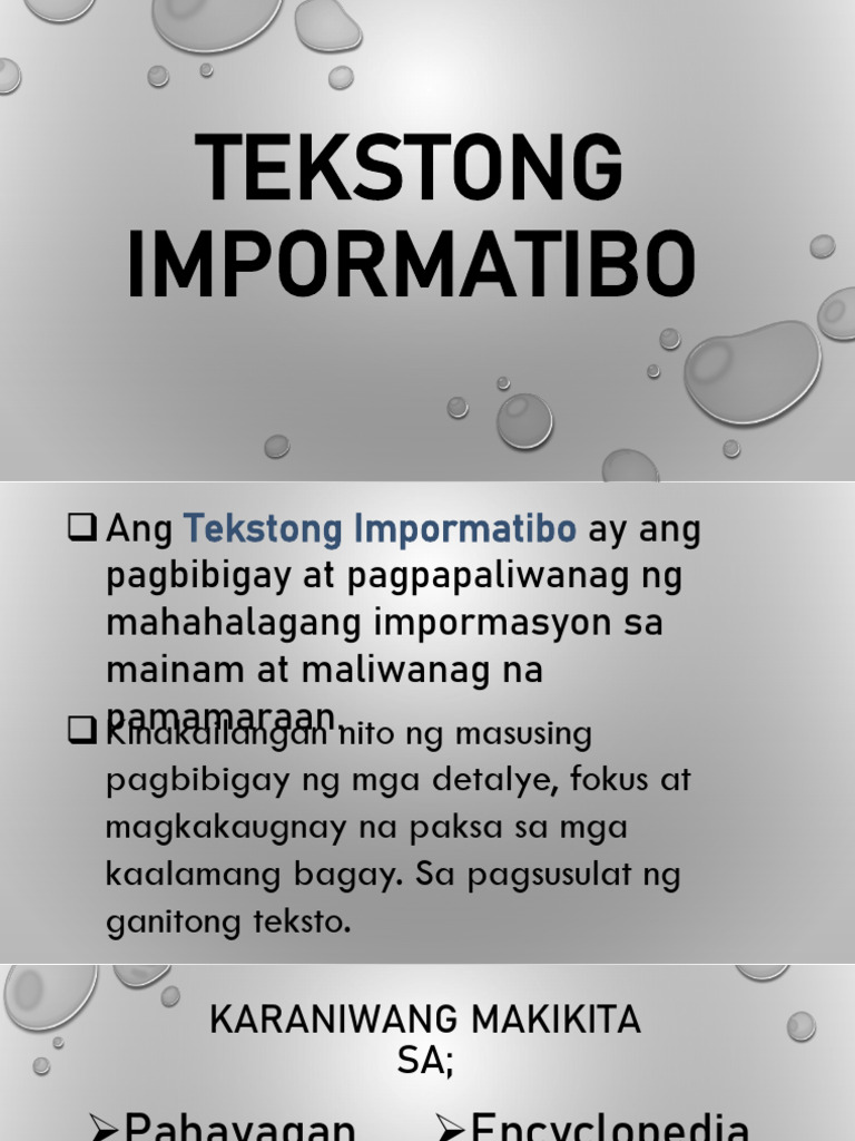 Q 3 Aralin 1 Tekstong Impormatibo | PDF