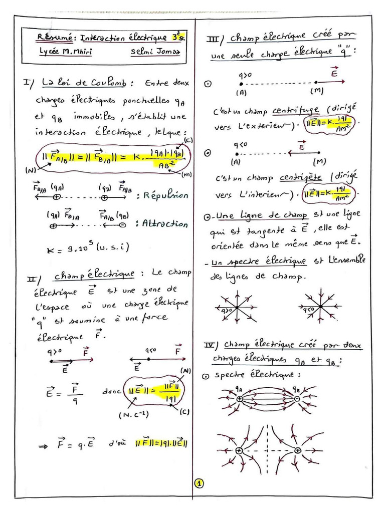 Résumé - Champ - Électrique | PDF