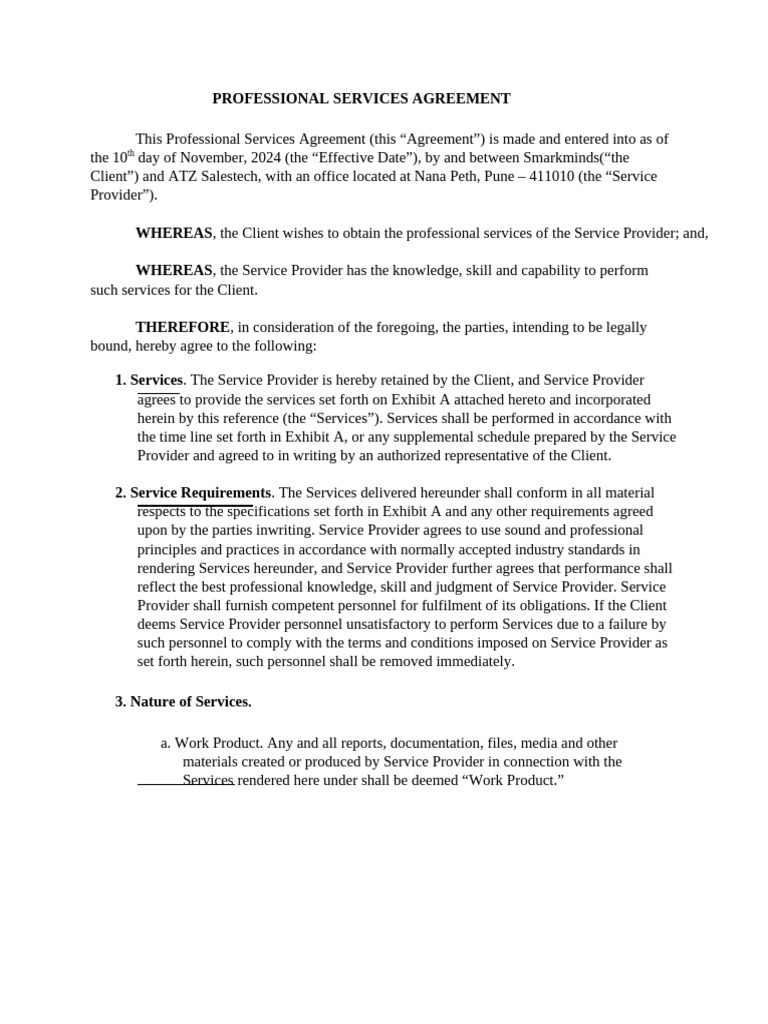Professional Services Agreement | PDF | Proprietary Software | Marketing