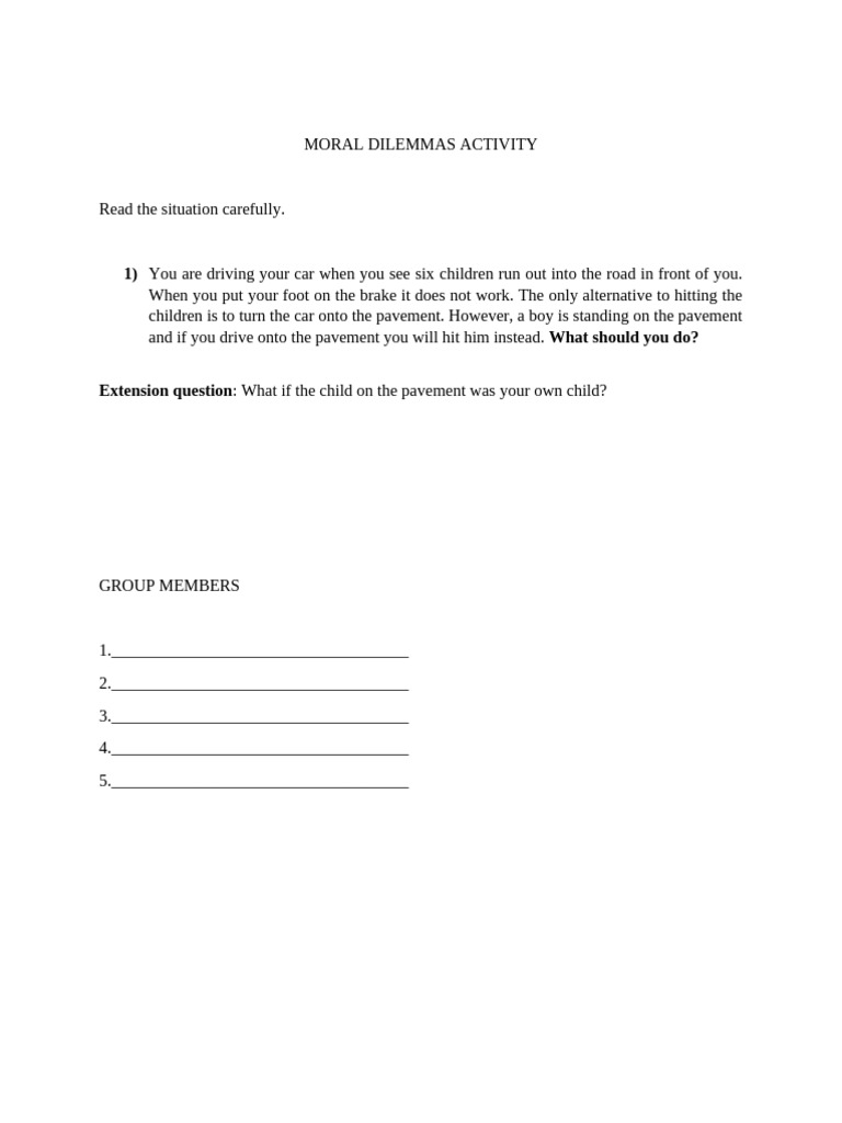 Moral Dilemma Activity | PDF