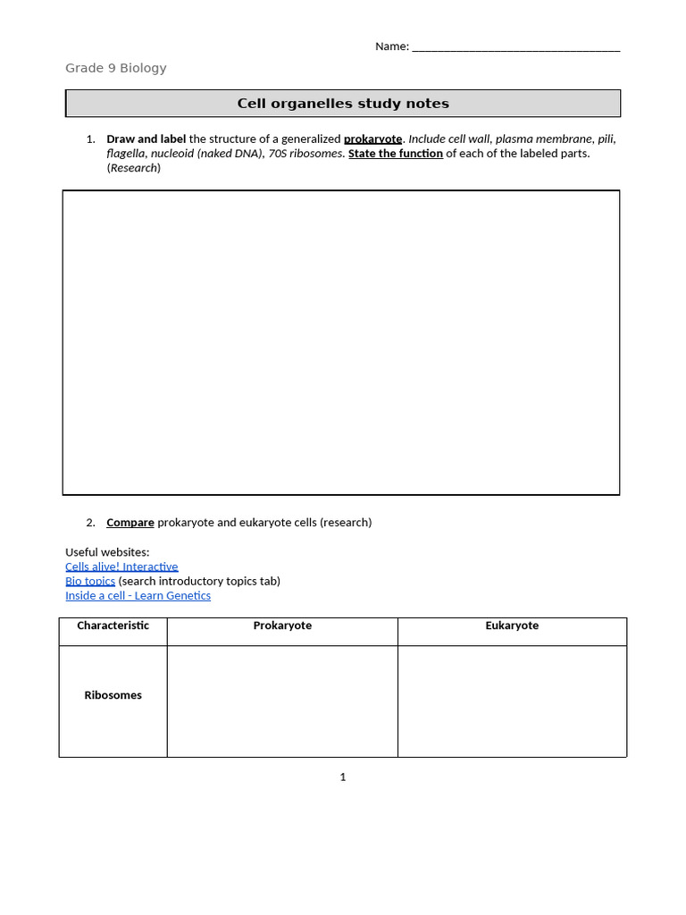 Cell Organelles - Study Notes | PDF