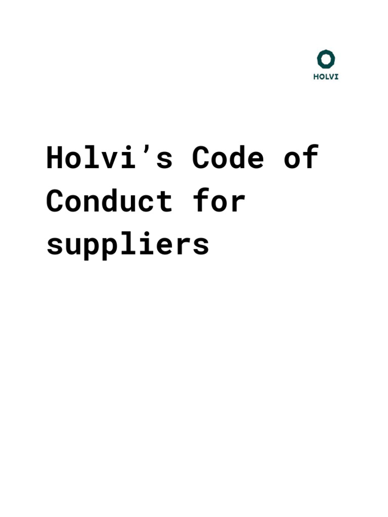 Holvi Supplier Code of Conduct | PDF | Employment | Supply Chain