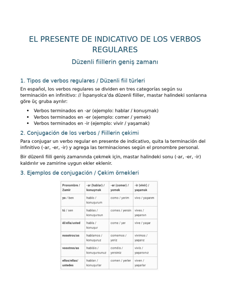Presente Del Indicativo | PDF