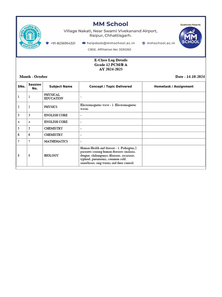 Class Elog Grade 12 | PDF