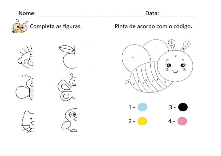 Completar Figuras - Pintar Com Código 1 | PDF