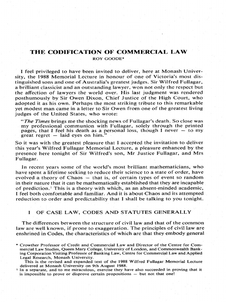 Codification of Commercial Law | PDF | Common Law | Security Interest