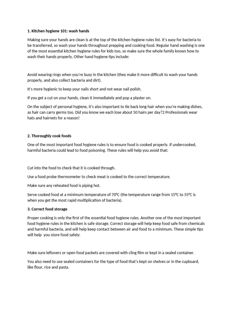 10 Kitchen Rules | PDF | Refrigerator | Hygiene