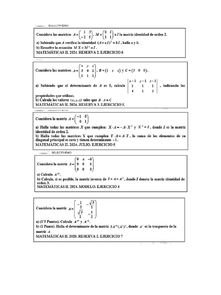 Matrices Cíclicas y Calcular Matrices (Con Operaciones Suma y Producto) | PDF