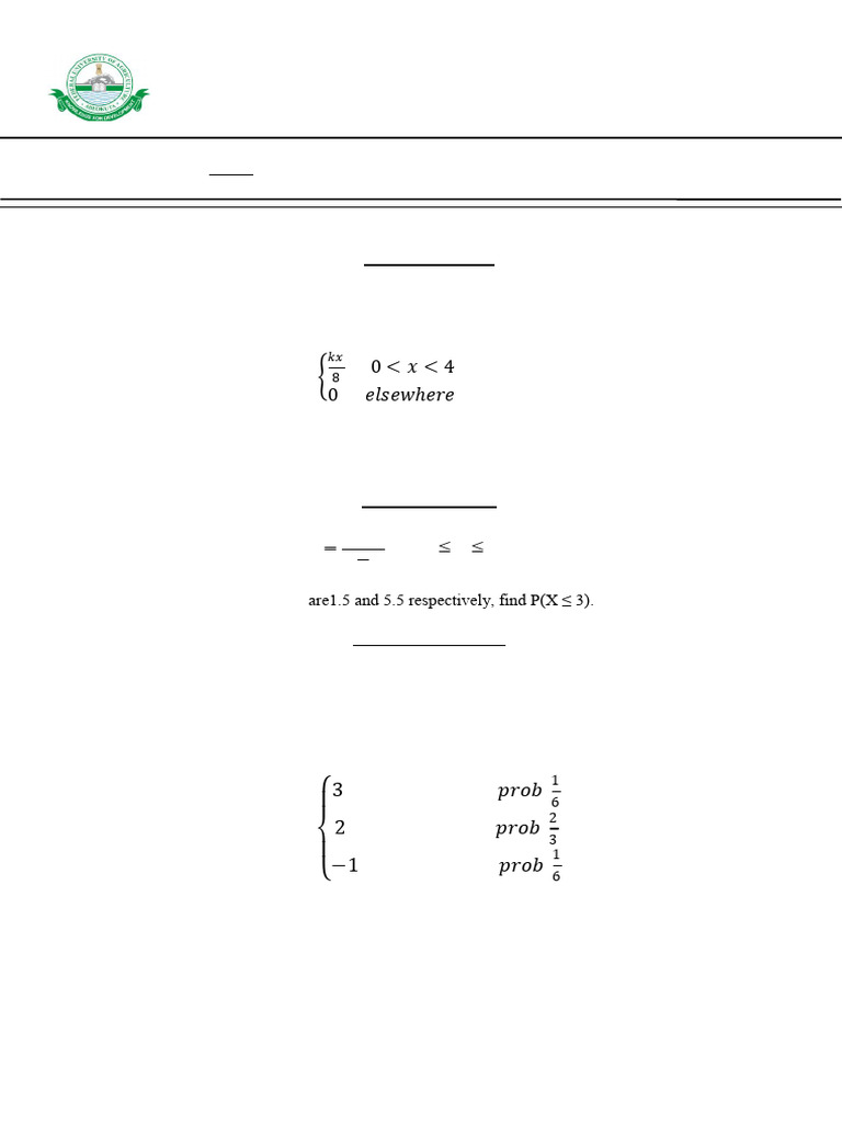 STS 281 As Tutorial For e Class | PDF | Probability Distribution | Probability Theory