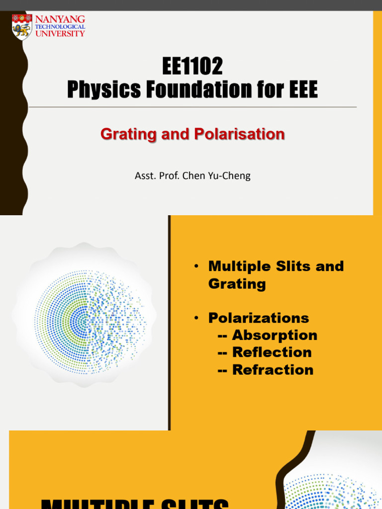 Grating and Polarisation in Wave Optics | PDF | Polarization (Waves) | Waves