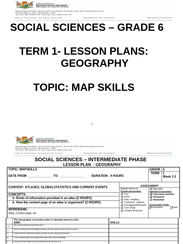GRADE 6 GEOGRAPHY SS LESSON PLANS-1(1) | PDF | Longitude | Latitude