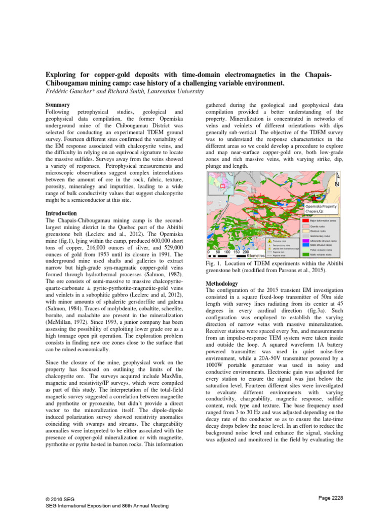 2016 - SEG - Case Study Cu Au Exploration | PDF | Electrical ...