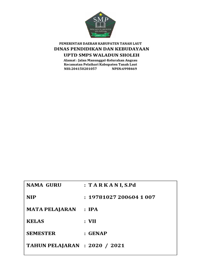 Daftar Absen & Nilai Kelas 7 - S2 - 2021 | PDF