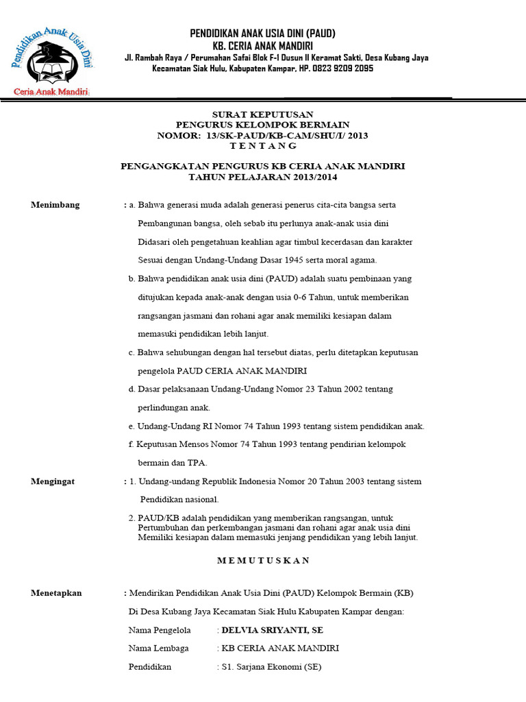 sk kb ceria mandiri (2) | PDF