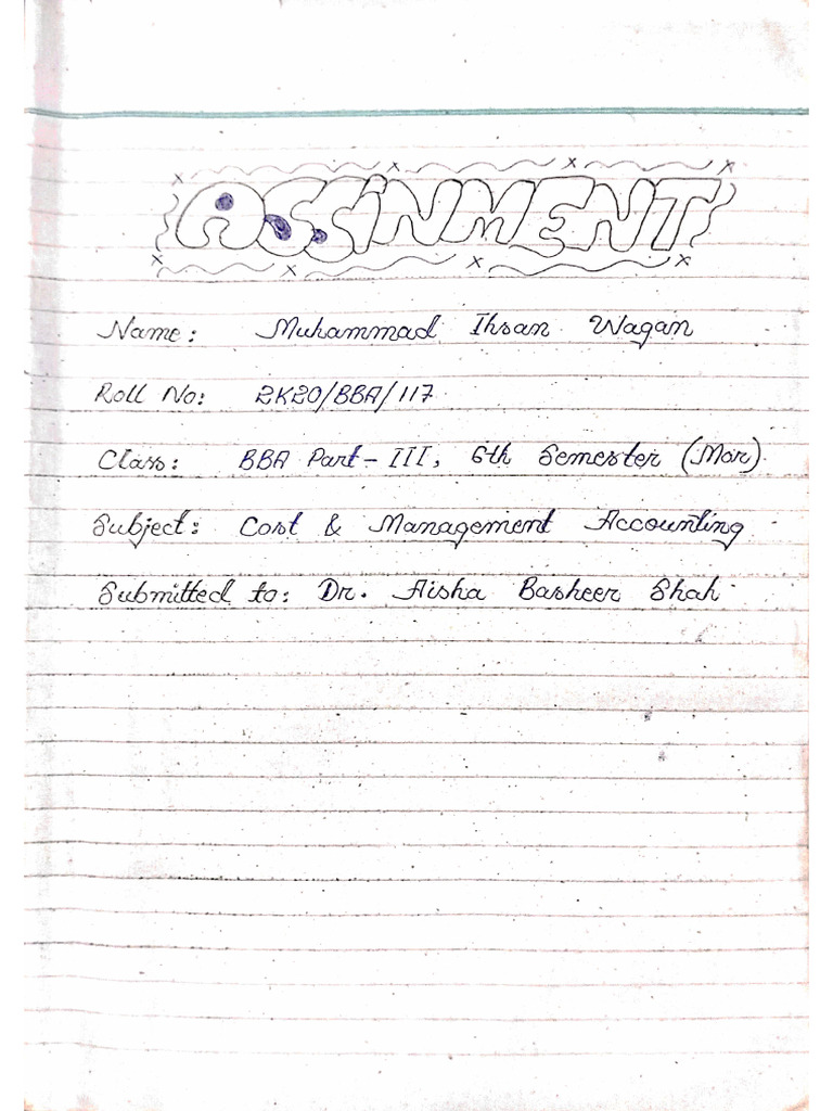 Cost Accounting - Assignment | PDF