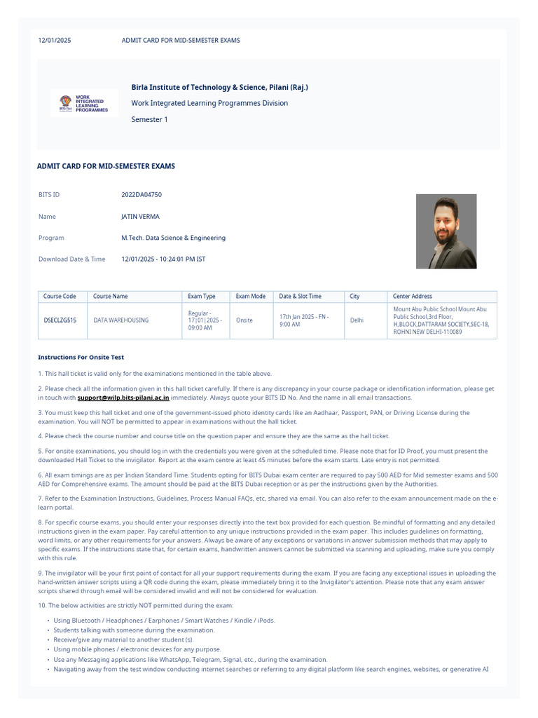 Admit Card | PDF | Identity Document | Computing