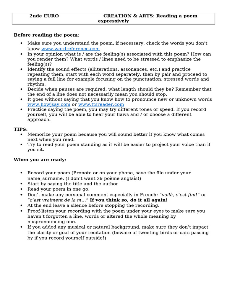 Final Task_reading a Poem Expressively | PDF